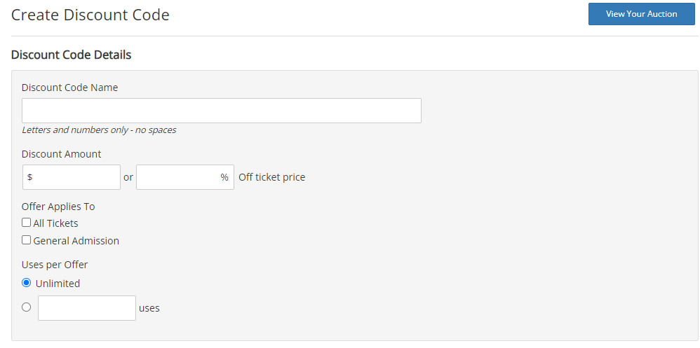 Creating and Using a Discount Code with Auction Ticket Sales – FrontStream Creating and Using a Discount Code with Auction Ticket Sales – FrontStream