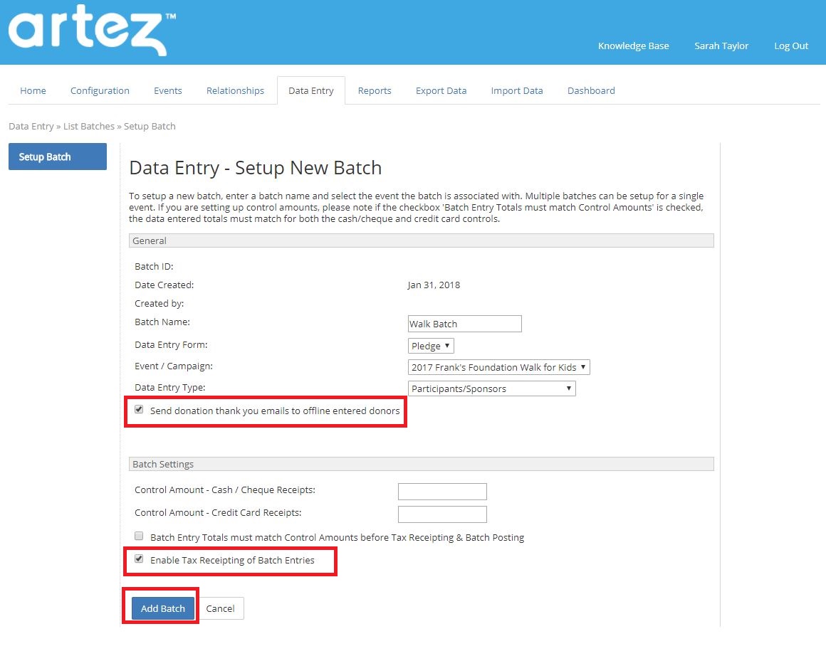 Creating a data entry batch – FrontStream