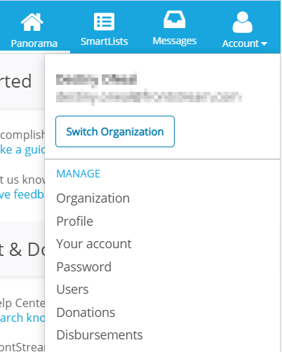 Panorama Account Settings – FrontStream